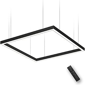 Barrina LED Linear Light Set with Remote, 5FT x 5FT Square Office Light Fixture, 3CCT Seamless Connection, 4FT Light & L-Shape Connector, 5568 Series
