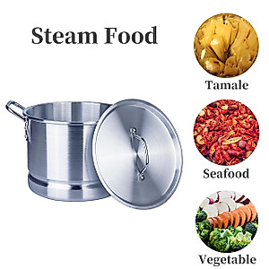 ARC 20 Quart Aluminum Tamale Steamer Pot, Crab Seafood Stock Pot w/Steamer Rack and Tube, Great for Water Bath Canning Pot, Rivet Handle, 5 Gal