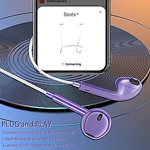 XNMOA Wired Earbuds Headphones,Noise Isolating in Ear Wired Earphones, Built-in Microphone & Volume Control&Support Call,Compatible with iPhone 14/13/12/11 Pro Max/Xs Max/Xr/X/8/7 Plus,Purple