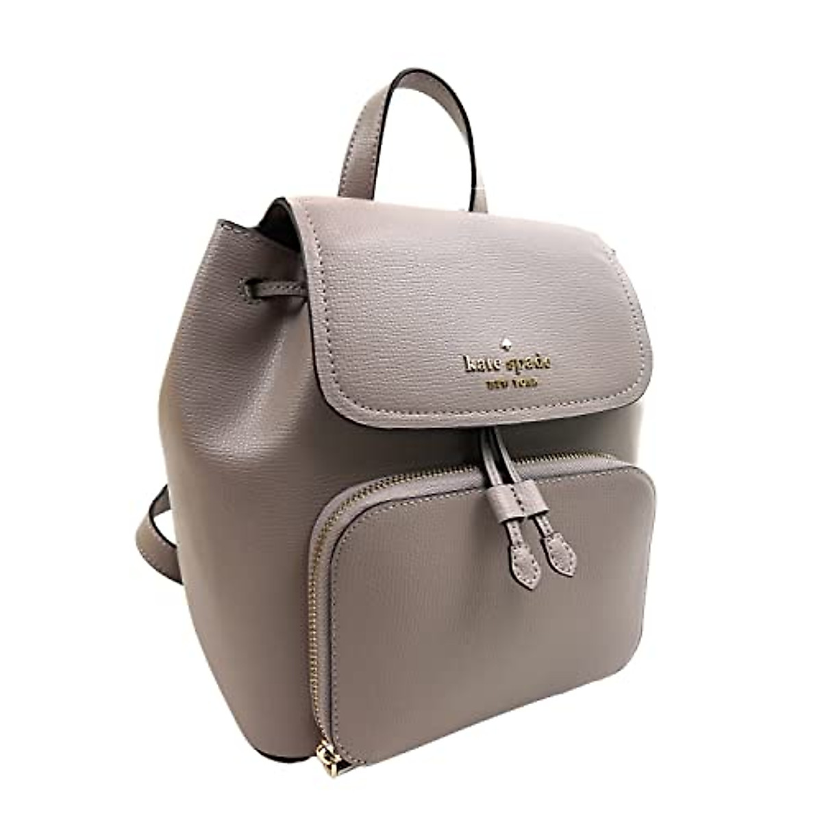 Kate Spade New York Darcy Flap Drawstring Medium Backpack Leather Warm Taupe