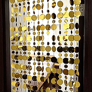 FUNWEKA 20Pcs Sequin Beaded Curtains for Doorways Party Streamers Wedding Home Decorations Kids Bedroom Girls Wall Panel Backdrop, Window Door Curtains Bubble Beaded Curtain (Gold)