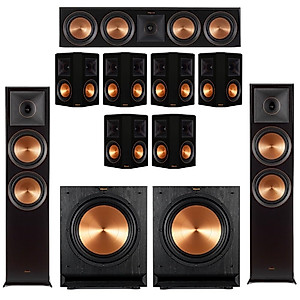 Klipsch 9.2 Ebony Home Theater System with 2 RP-8000F, 1 RP-504C, 6 RP-502S, 2 SPL-120 SUB