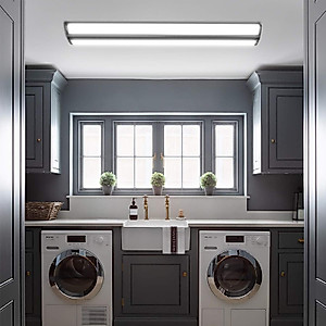 FAITHSAIL 4FT LED Wraparound Light Fixture Ceiling Mount, Ultra Slim 50W LED Garage Light Flush Mount, 4000K Neutral White, 5500 Lumens Office Light, Fluorescent Fixtures Replacement, 4 Pack