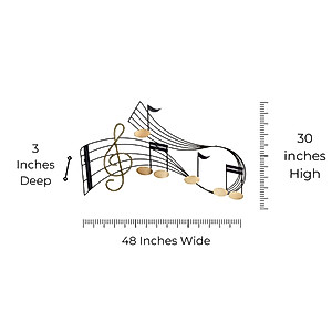 Touch of Class Rhythm Metal Wall Sculpture - Black, Gold - Hanging Music Studio Art - Musical Aesthetic for Bedroom, Living Room, Music Studio, Classroom, Office, Entryway