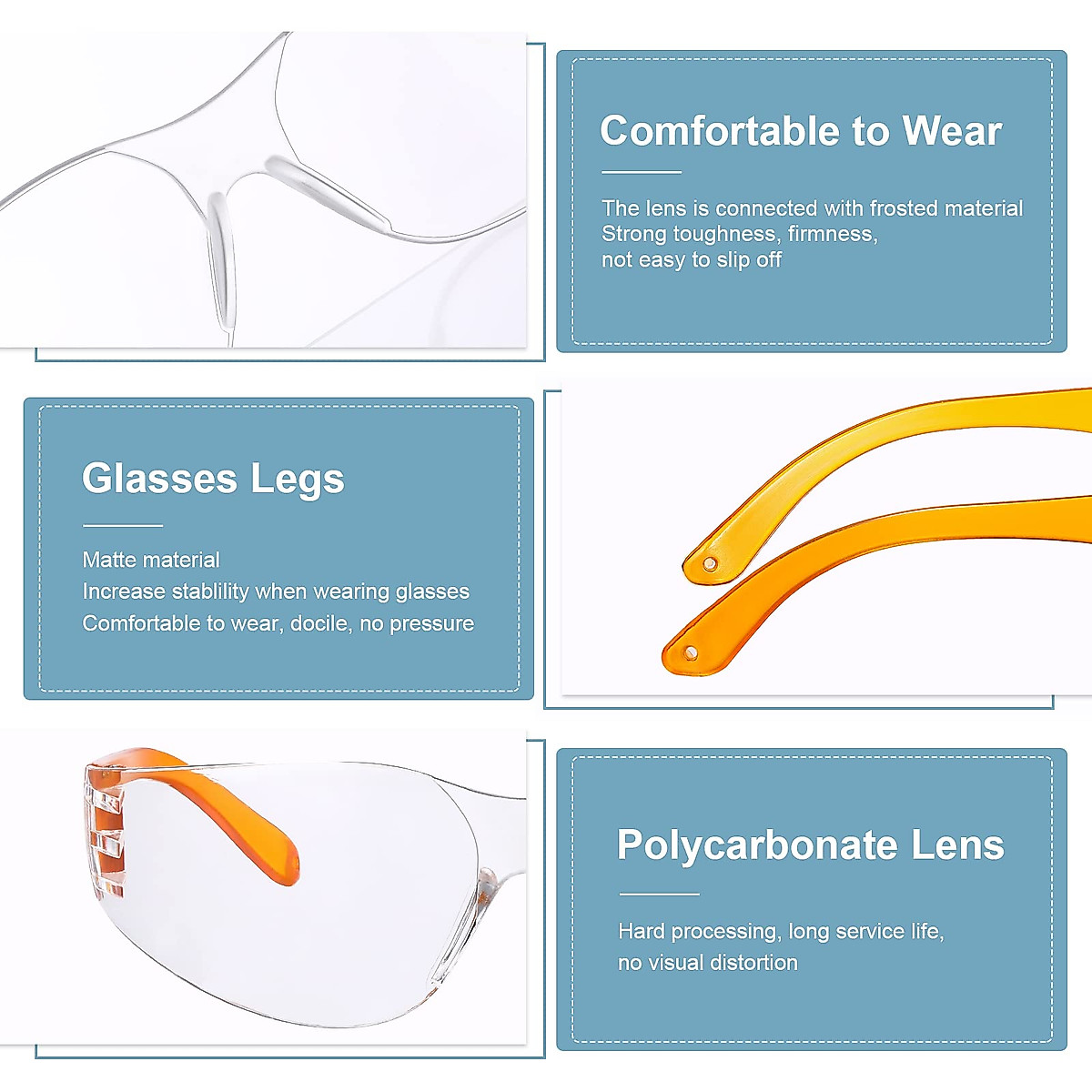 Weewooday 48 Pairs Safety Glasses with Clear Anti Fog Scratch Resistant Lens Impact Eye Protection Protective Eyewear for Men and Women Work Lab Construction Carpentry Shooting Black 5.71*1.65 inches