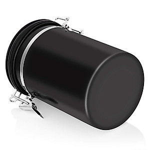 Coffee Container Vacuum Sealed, Large Airtight Stainless Steel Coffee Container for Whole Beans/Ground Coffee (Black 1.8L)
