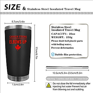liabiliies Travel Coffee Tumbler 20 oz Elbows Up Canada Strong and Free Proud Canadian Tumbler with Lid and Straw Insulated Tumblers Stainless Steel Tumbler Funny Gifts for Men