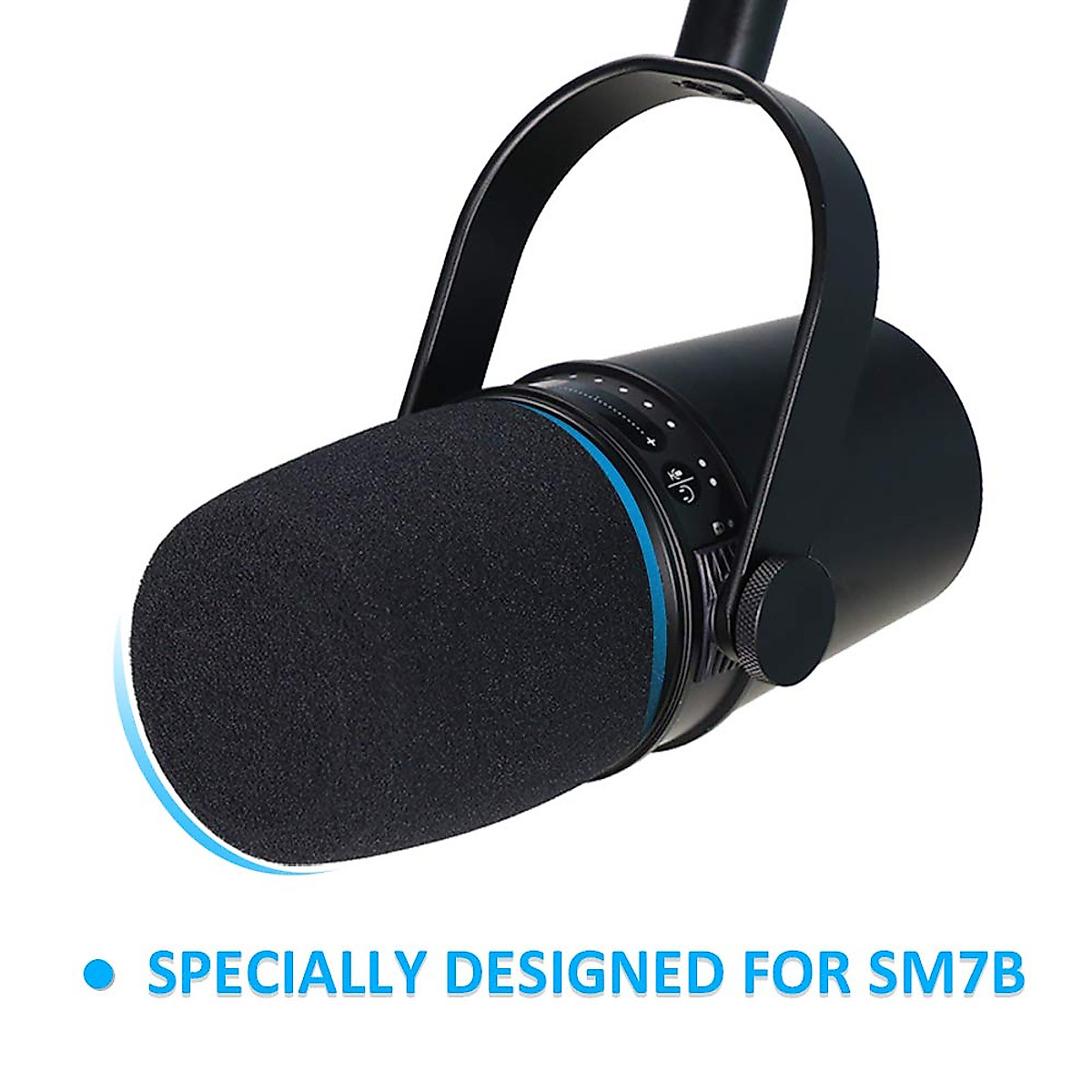 SUNMON Shure MV7 Pop Filter Foam Cover - Professional Mic Windscreen Wind Cover Compatible with Shure MV7 Podcast Microphone to Minimise Plosives