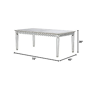 Acme Furniture Varian Dining Table, Mirrored & Antique Platinum