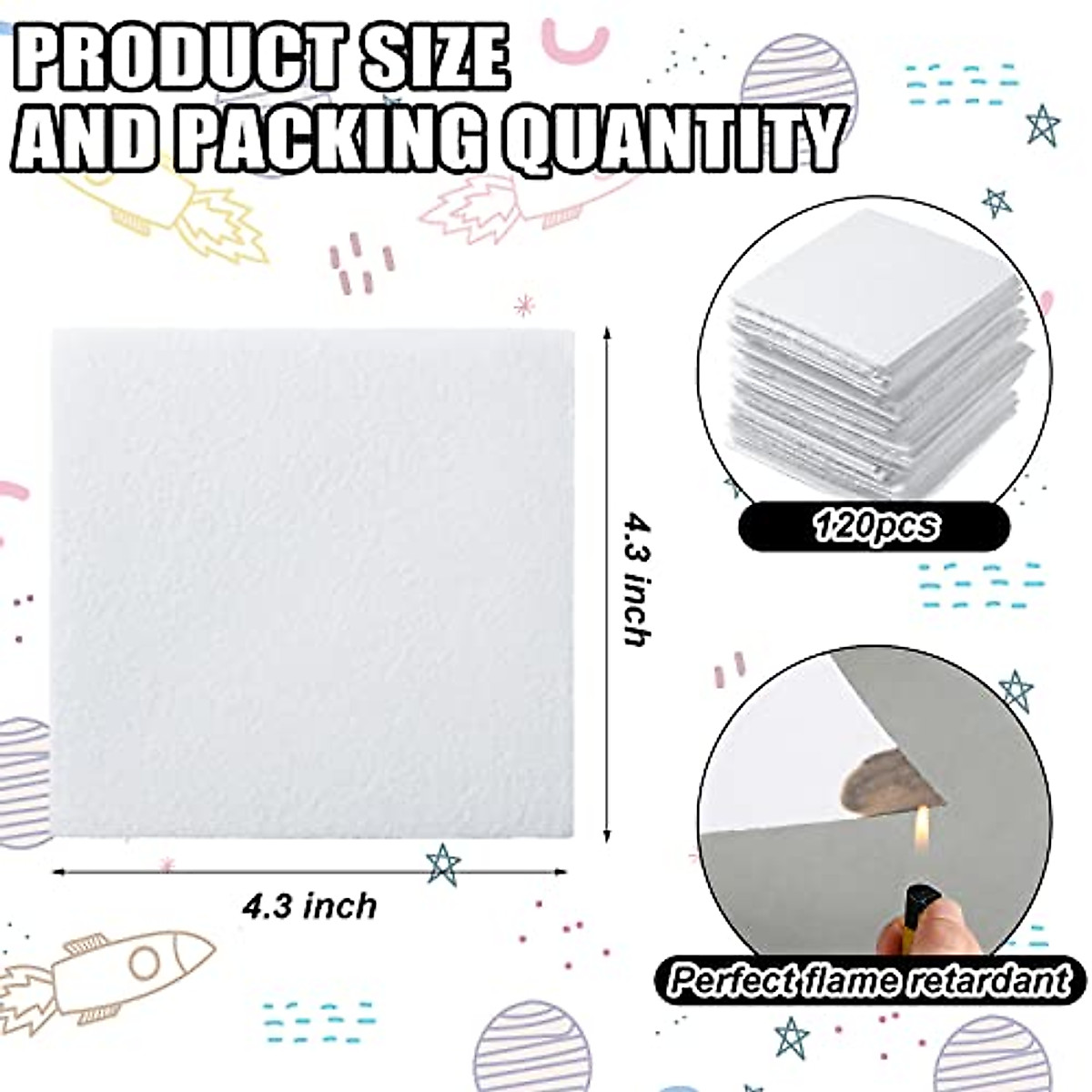 120 Pieces Fire Resistant Recovery Wadding for Model Rockets