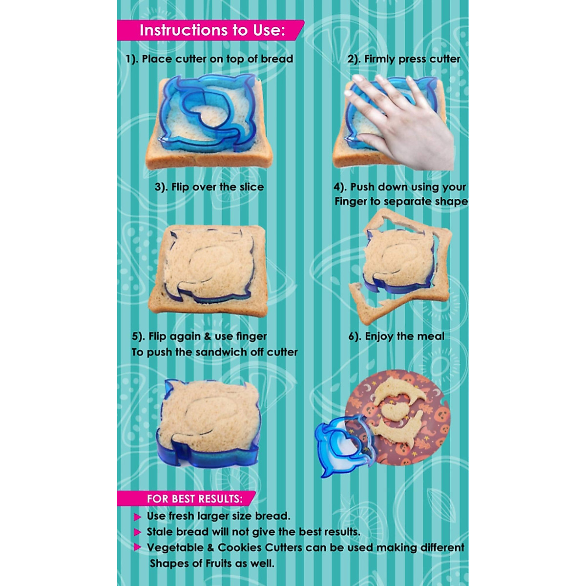 Chickoo 31pcs Sandwich Cutters for Kids Lunch - Turn Vegetables, Fruits, Cheese, Bread, Cakes, Cookies and Uncrustables Into Fun food - DIY add to Bento Box and Lunch Box for Toddlers Boys and Girls.