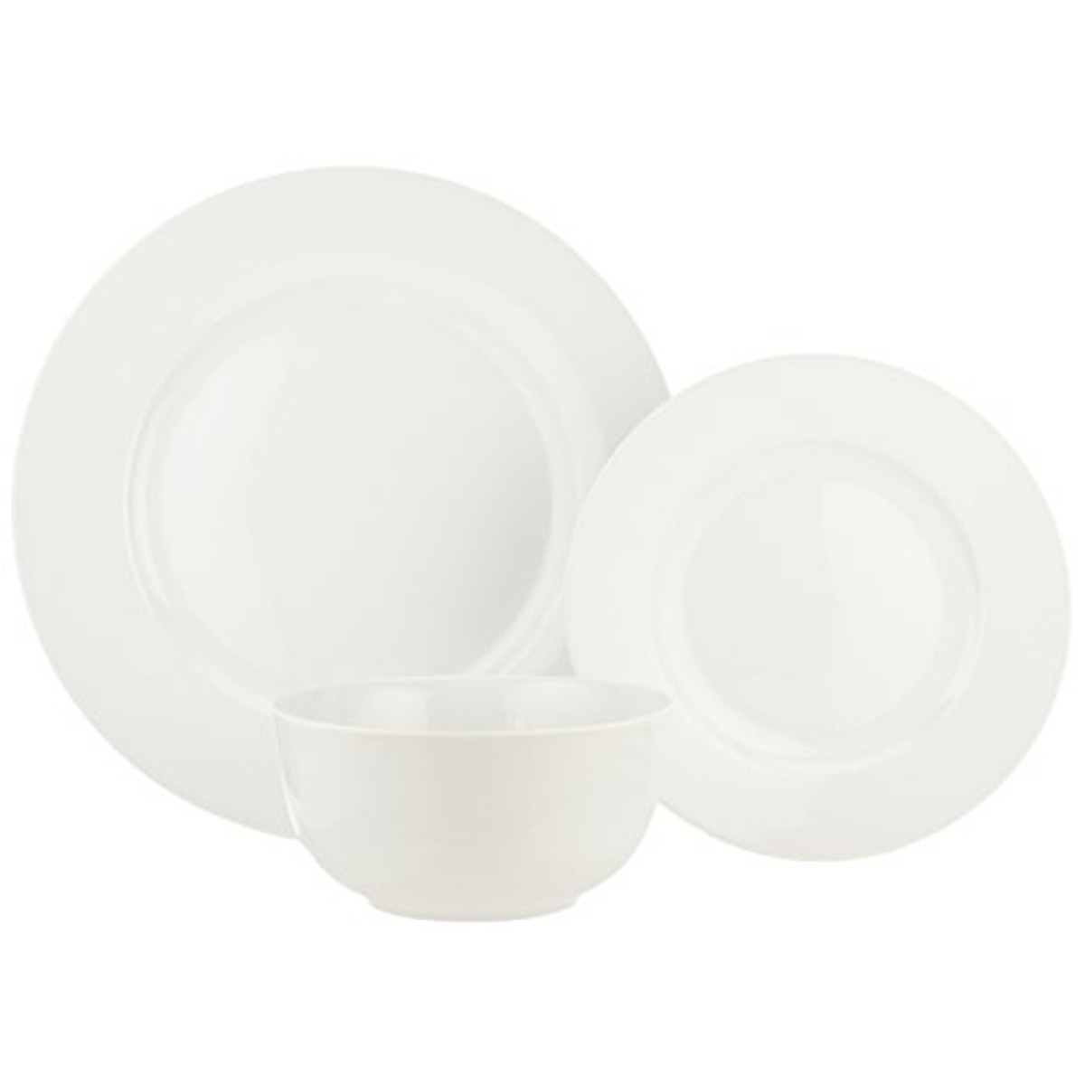 Amazon Basics 18-Piece Kitchen Dinnerware Set, Plates, Dishes, Bowls, Service for 6 - White