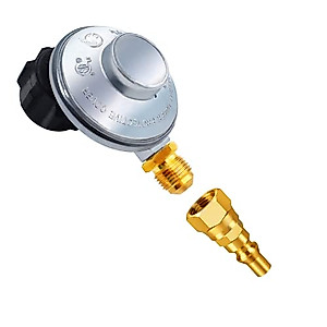 MCAMPAS 1/4" Quick Propane Gas Regulator, QCC1 Propane Adapter Gas Regulator Valve Fittings with1/4 Quick Connector Plug Converter 5lb -20lb Propane Tank Quick Connection Propane Hose for BBQ Grill