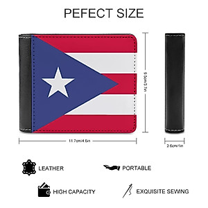 Mens Short Wallet Puerto Rico Flag Bifold Leather Wallets Purse Minimalist Card Holders Coin Purses