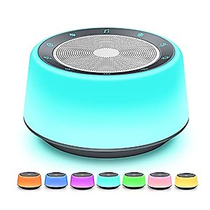 White Noise Machine with 30 Soothing Sounds and 7 Colors Warm Night Light for Sleeping, 5 Timers Portable Plug in Sound Machine for Baby, Adults