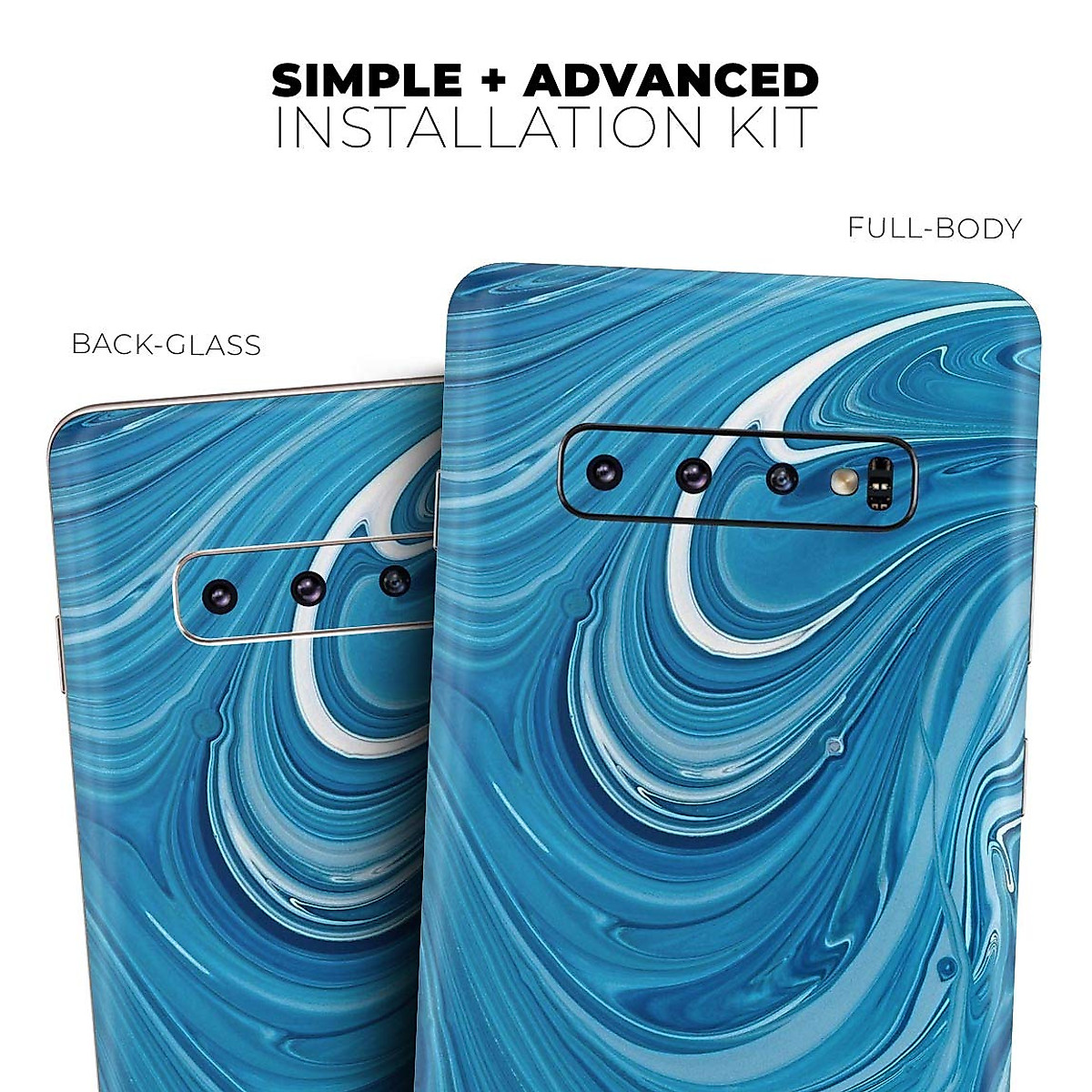 DesignSkinz Liquid Blue Color Fusion Protective Vinyl Decal Wrap Skin Cover Compatible with The Samsung Galaxy S20 (Screen Trim & Back Glass Skin)