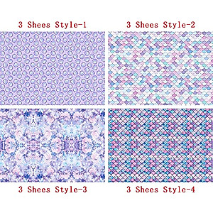 Birthday Wrapping Paper for Girls Women Kids Baby Shower Shining Mermaid Scale Scallop Pink Galaxy 4 Style Gift Wrap Paper for Graduation Wedding Anniversary 12 Folded Sheets 20.5 * 28.7 inch