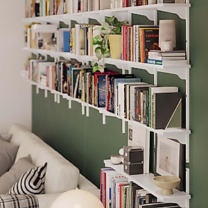 Wallniture Turin 36 inch x 6 in Floating Shelves for Wall Storage, Adjustable Shelf Brackets, Wall Book Shelf for Living Room, Adjustable Closet Shelves, Shelving Units and Storage, White, Wood