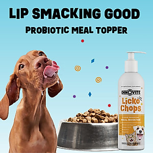 Dinovite Lickochops for Dog & Cat Supplement Enhanced with Omega-6, 3 Fatty Acids, Probiotics and Vitamin E, 16 oz with Pump