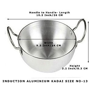 Sahishnu Online & Marketing Indian Kadai,Frying Pan,Aluminum Indian Kadai, Aluminum Kadai Size No. 13