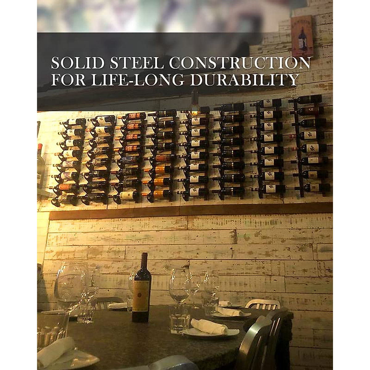 di prima usa Wall Mount Wine Rack - Holds 8 Bottles with Elegance & Durability - Italian Inspired Wall Mount Wine Rack & Robust Steel Construction