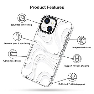 MOSNOVO Compatible with iPhone 13 Case, White Swirl [ Buffertech Impact ] Shockproof Protective Transparent TPU Bumper Clear Phone Case Cover Designed for iPhone 13 6.1"