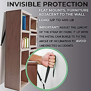 Family Care Metal Anti Tip Furniture Straps/TV Safety Straps (4 Pack+Gift) Kit -Secure 400lb- Earthquake Straps for Bookcases - Furniture Wall Anchors for Baby Proofing - Anti Tip Furniture Anchors