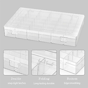 4 Pack Plastic Organizer Container Box, 36 Grids Clear Plastic Parts Organizer Box, for Beads, Art DIY, Crafts, Jewelry, Fishing Tackle with Label Stickers
