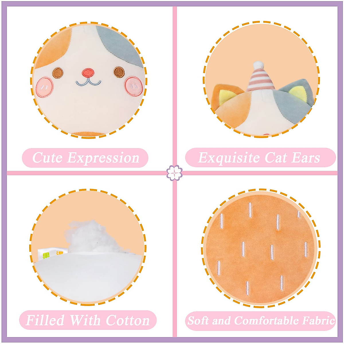 Tuscyvk Cat Stuffed Animal Toys Dolls, 16 Inch Super Soft Cute Cat Plush Pillow Toy, Soft Hugging Pillow Plushie Toy Birthday Gifts for Boys and Girls, Valentine, Christmas