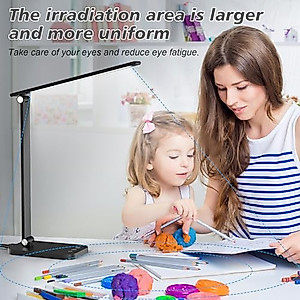 Bright Led Desk Lamp for College Dorm - Foldable Study Desk Light for Home Office, Modern Dorm Study Desk Lamps, 5 Light Mode Dimmable Brightness Eye-Caring Craft Task Lamp Reading Desktop Lamp,Black