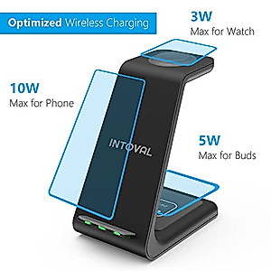 Intoval Wireless Charger,Wireless Charging Station for Samsung Galaxy Phone/Watch/Buds,Fit for Note 20/Note 10/S21/S20,Galaxy Watch 4/3,Active 2/1,Galaxy Buds/Pro/+/Live(S3,Black)