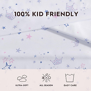 Laura Ashley Kids - Twin Sheets, Soft Wrinkle-Resistant Toddler Bedding Set, Fun & Whimsical Bedroom Decor (Dancing Stars Purple, Twin/Twin XL)