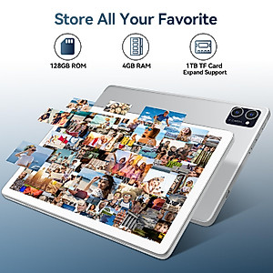 Tablet 2025 Latest Android Tablet 10 inch, Octa-Core 5G WiFi Tablet with Keyboard, 128GB + 8GB + 1TB Expandable Storage, Large Touch-Screen Tablet, 13MP Dual Camera/Bluetooth/GPS/HD Display/Mouse/Case
