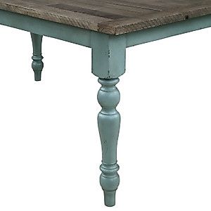Roundhill Furniture Prato Two-Tone Finish Wood Dining Table, Blue and Brown