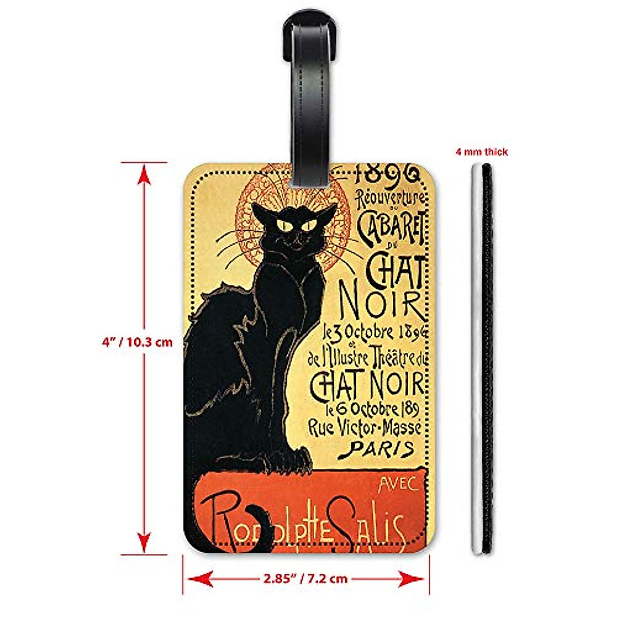 Chat Noir (Black Cat) - Luggage ID Tags - Suitcase Identification Cards - Set of 2