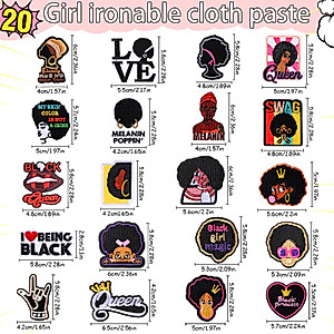 20 Pieces Black Girl Patches Iron on Patches for Clothing Afro Girl Embroidered Patches Sew On Patch Applique for Clothes Backpacks Jeans Jackets DIY Craft (Novelty Style)