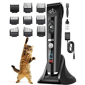 Ceramic Cat Grooming Kit Clippers Trimmer for Matted Hair - Low Noise, 3 Speed, Cordless Dogs Cats Pets Clipper Shavers Rechargeable - Professional Groomer Clipper with Charging Stand for Pet
