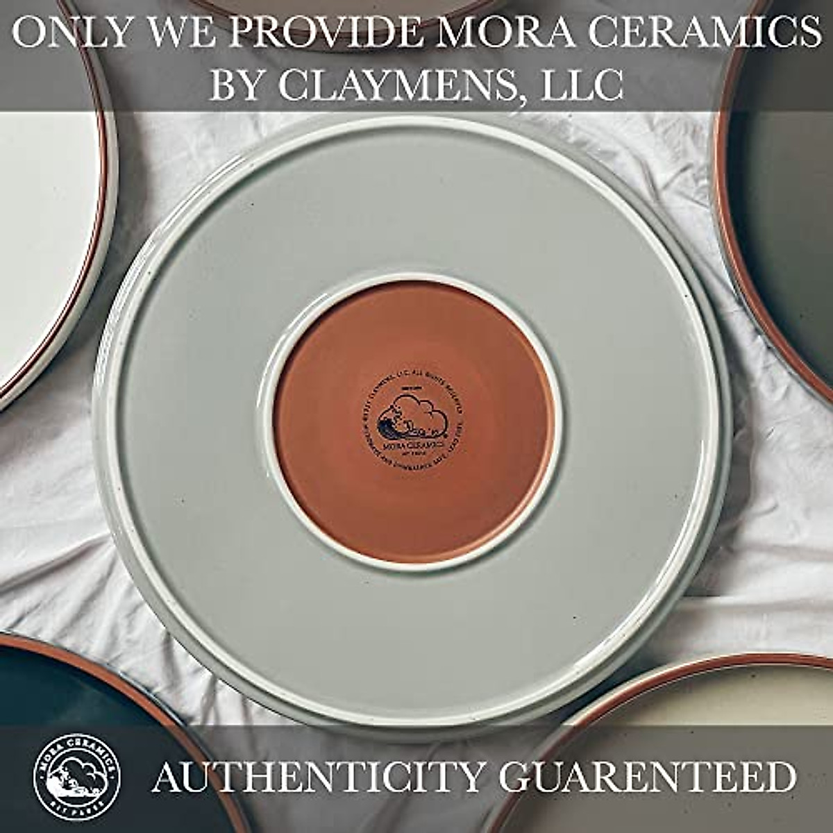 Mora Ceramic Flat Dinner Plates Set of 6, 10.5 in High Edge Dish Set - Microwave, Oven, and Dishwasher Safe, Scratch Resistant, Modern Dinnerware- Kitchen Porcelain Serving Dishes - Assorted Neutrals
