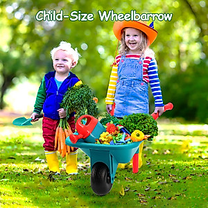 CUTE STONE Kids Gardening Tool Set, Garden Toys with Wheelbarrow, Watering Can, Shovel, Flower Garden Building Toy, Pretend Play Outdoor Indoor Toy, Activities Stem Toy Gifts for Boys Girls