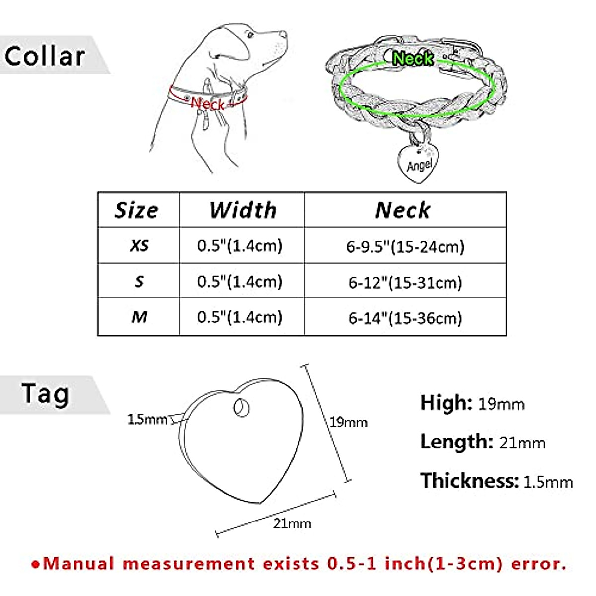 Leather Dog Collar Braided Dog Puppy Cats ID Collar with Name Personalized Engraved for Small Medium Dogs Free Bell (Color : Blue Size : XS Code)