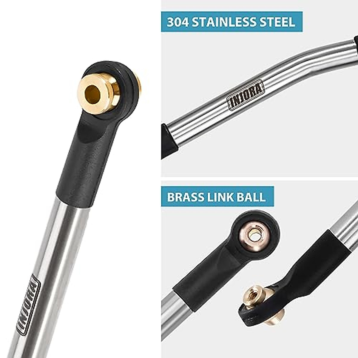 INJORA Stainless Steel High Clearance Chassis Links for FMS FCX24 1/24 RC Crawler Upgrade