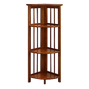Casual Home 4-Shelf Corner Folding Bookcase, Honey Oak
