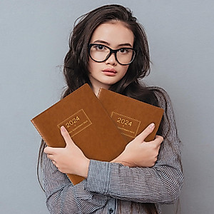 2024 Weekly Appointment Book & Planner - Large 2024 Daily Hourly Planner, January 2024 - December 2024, 8.5" x 11", 2024 Appointment Book with 15-Minute Interval + Thick Paper + Pocket - Brown