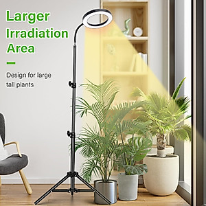 LORDEM Grow Light for Indoor Plants, Full Spectrum Plant Light with Auto Timer for 4/8/12H, 72 LEDs Growth Lamp with 4 Dimmable Levels, Height Adjustable Stand, Ideal for Tall Plants Growing