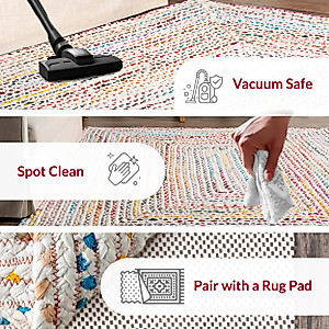 nuLOOM Tammara Bohemian Hand Braided Area Rug, Oval 5x8, Ivory