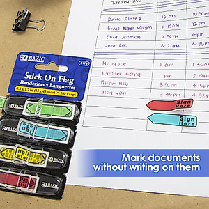 BAZIC Neon Page Markers Dispensers 0.5x1.7 Sign Here Neon Colored PET Arrow Flag Index Tabs, Page Bookmarks File Tab (100 Flags/Pack), 2-Packs
