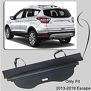 kaungka Cargo Cover for 13-18 Ford Escape 2019 Cargo Cover Trunk Shielding Shade Black (Updated version:There is no gap between The back seats and The trunk cover)