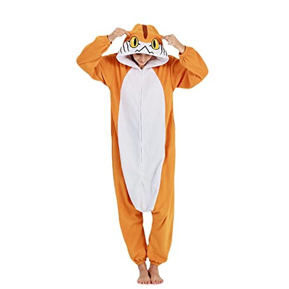 DELEY Unisex Animal Litter Cat Onesie, Adult Halloween Costumes Cosplay Pajamas Warm Sleepwear Homewear