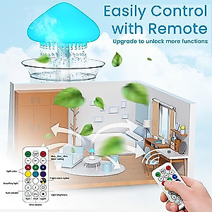 Diffuserlove Rain Cloud Humidifier Diffuser Water Drip Humidifier with Remote Waterfall Lamp Mushroom Humidifier Rain Sounds White Noise Humidifier Air Humidifiers for Bedroom Desk…