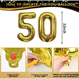 50th Birthday Decorations for Men Women, Black and Gold 50th Birthday Balloons Set Party Decorations with Happy 50th Birthday Decorations Banner，Black and Gold Balloons for 50th Birthday Party